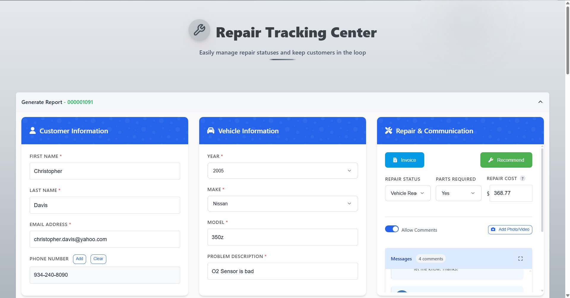 Auto Shop Customer Communication Software | RepairTrak
